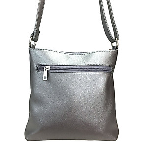 Zzfab Gem Stone Cheron Zigzag Sparkle Cross Body bag Bling Purses Silver (Pewter)