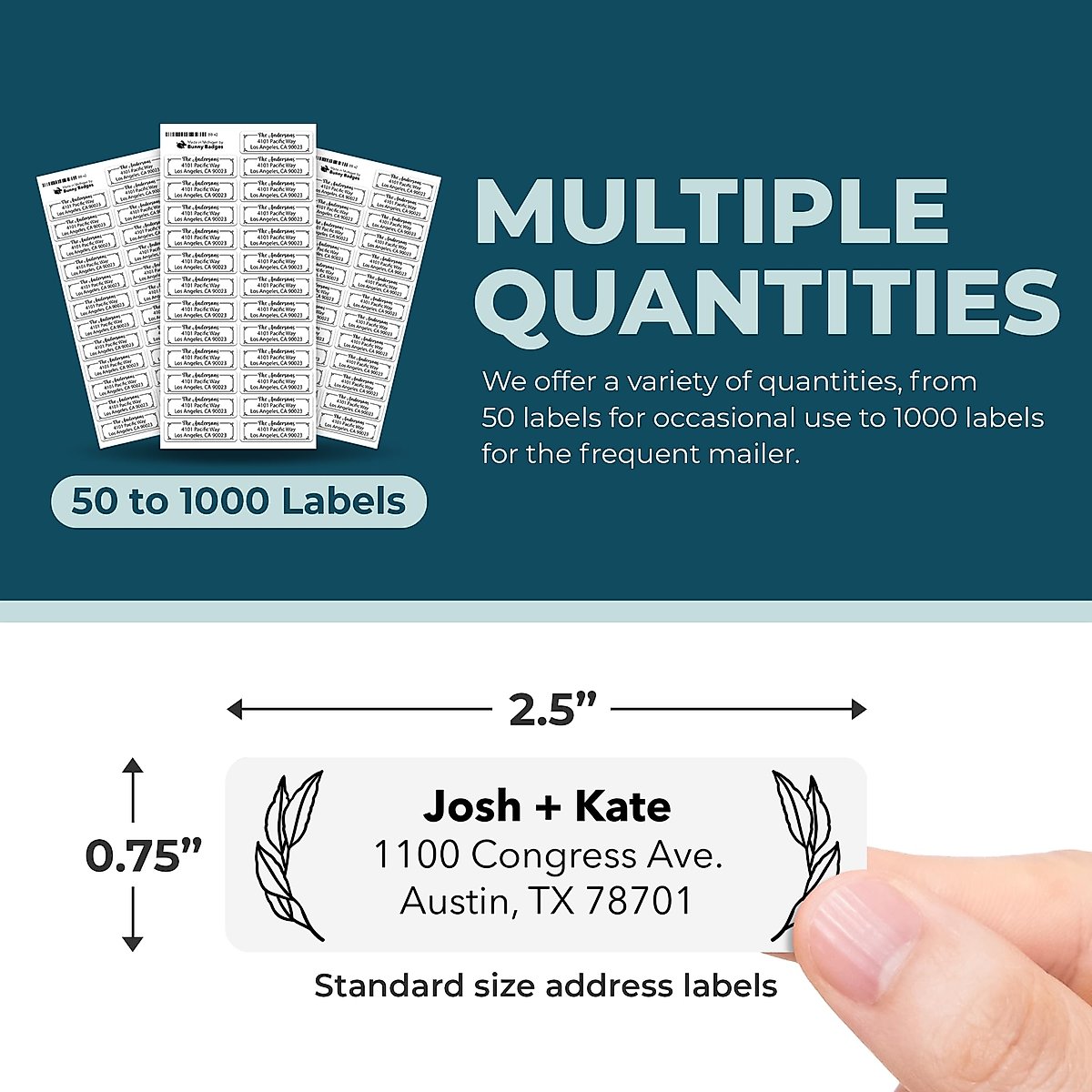 Personalized Return Address Labels - Custom Address Stickers on Sheets (50-1000 Labels) (Black and White)