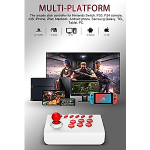 arVin Arcade Fight Stick Joystick Game Controller for iPhone iOS Android PC Fighting Stick for Nintendo Switch/PS3/PS4 Arcade Rocker Gamepad with Turbo & Marco for Emulators/Cloud/PS Remote Play/Steam