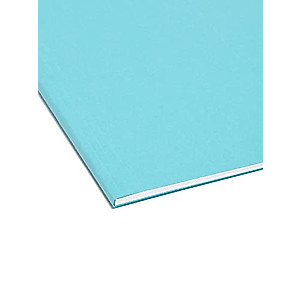 Smead Colored Hanging File Folder with Tab, 1/5-Cut Adjustable Tab, Letter Size, Aqua, 25 per Box (64058)