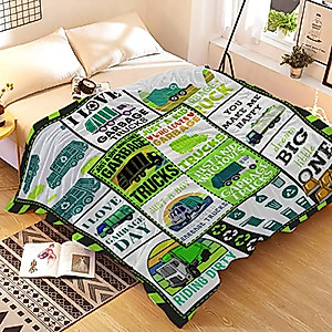 Citrasena Flannel Fleece Super Soft Cozy Blanket I Love Garbage Trucks Lightweight Warm Throw Blanket for Couch Living Room Bed Sofa Travel 50"x40" for Kid
