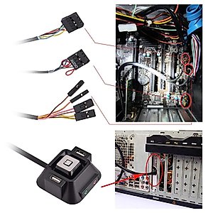Desktop PC Switch Button with Dual USB Ports Power Reset Button Audio Microphone Port Refit, Desktop Computer Case Motherboard Power Supply Reset HDD Button Switch PC Power Switch for Families/Company