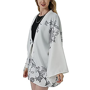 Rubruan Women's Kimono Floral Cover Up Japanese Haori Cardigans Casual Loose Open Front Blouses Summer Beach Tops for Men