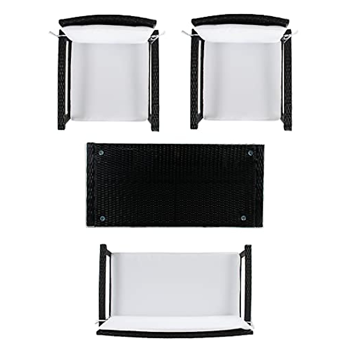 SAFAVIEH Outdoor Collection Krissy Wicker Cushion 4-Piece Living Set PAT7711A, Black/White