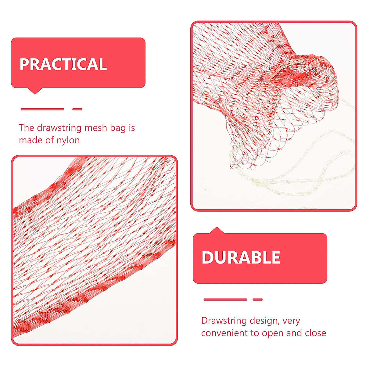 HANABASS 200pcs Mesh Produce Bags Seafood Boiling Bags Onion Fruits Mesh Produce Bags Reusable Net Bags for Vegetables and Fruits Boiling Bags for Cooking Crab Shellfish Crawfish Red