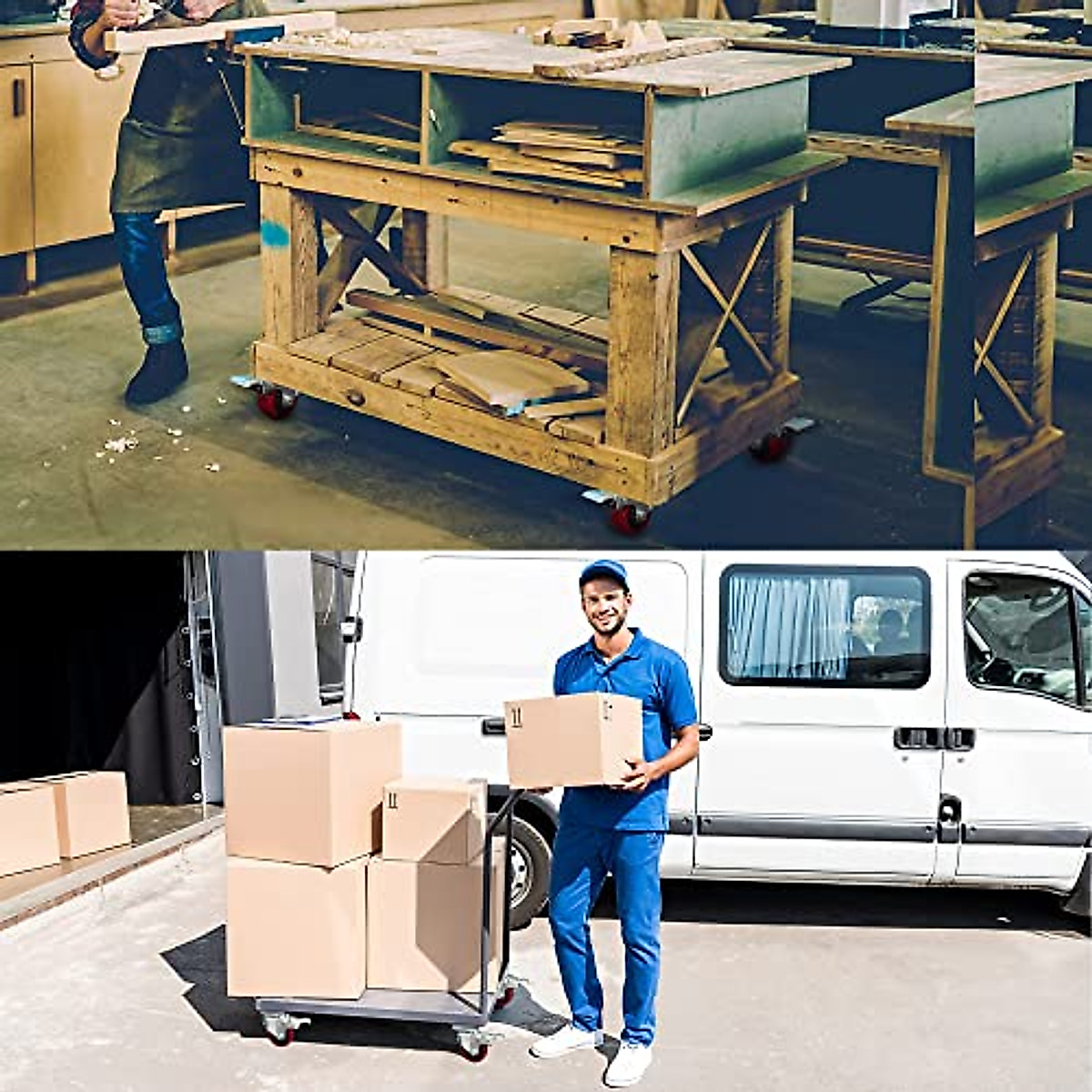 Caster Wheels 3 inch Set of 4, with Safety Dual Locking Bearing Casters, and Polyurethane Foam No Noise Wheels, Heavy Duty - 250 Lbs Per Casters(Bonus of 2 Hardware Kits)