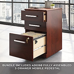 OfficeWorks by Sauder Affirm 72 X 30 Shel 2&3drwr Peds Ste, L: 71.10" x W: 29.53" x H: 29.29", Classic Cherry Finish