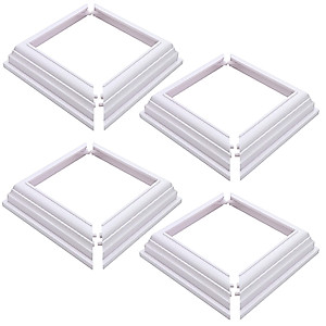 4pcs True 4 * 4inch Split Style Vinyl Fence Post Skirt/White Color PVC Post Cover/Skirt Shoe for Hand and Stair Rails, Two-Piece England Base Post Trim Ring Skirt Railing