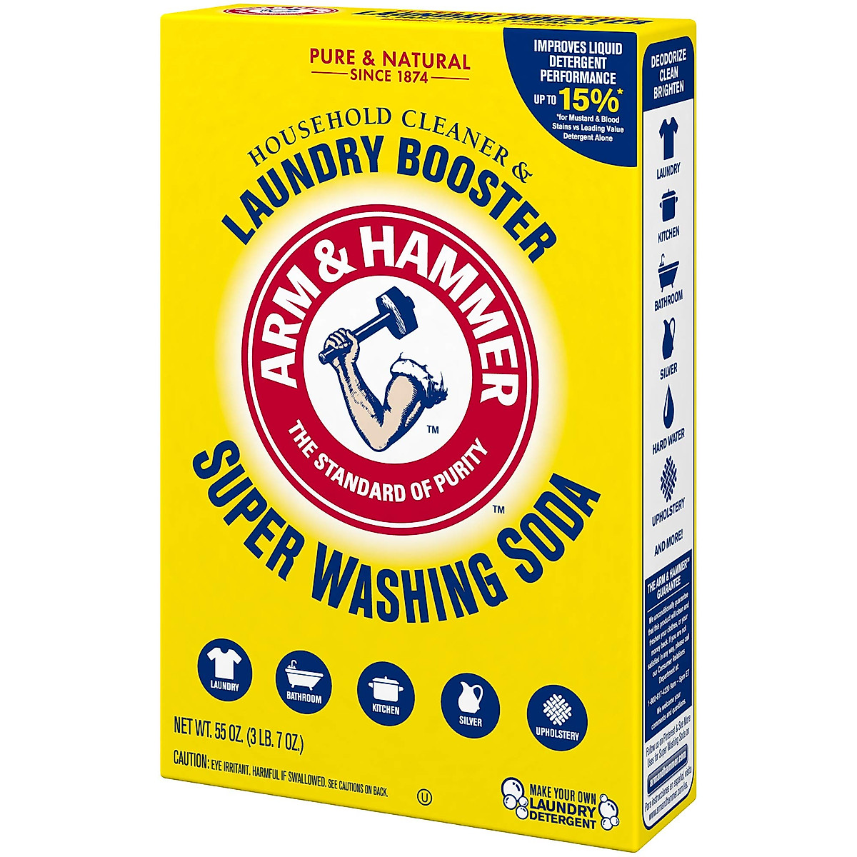 Arm & Hammer Super Washing Soda Detergent Booster & Household Cleaner, 55oz.