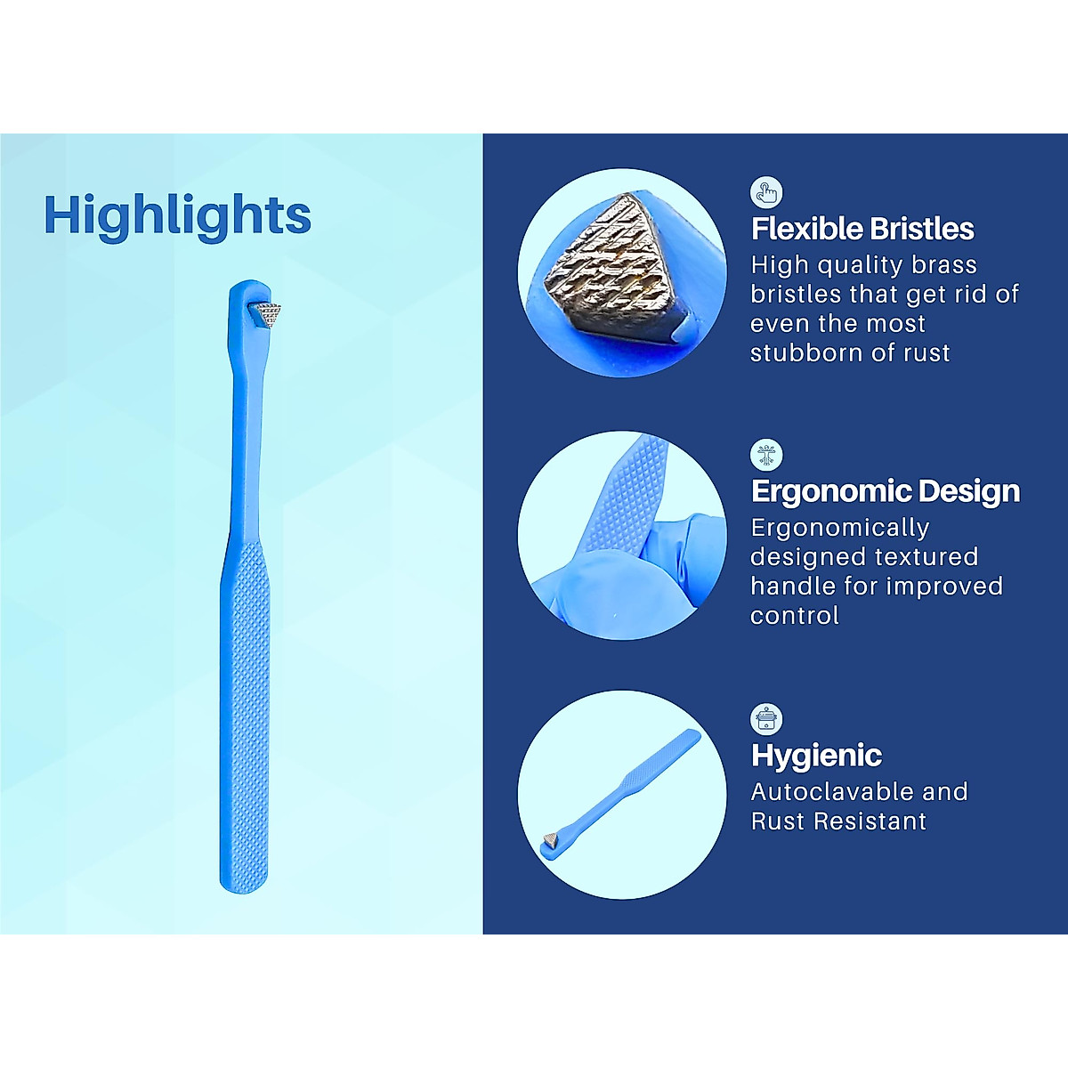 ARTMAN Instruments Molar Band Seater & Bite Stick - Blue, Pack of 10 - Orthodontic Dental Tools for Seating Molar Bands, Braces, and Bite Adjustment - Serrated Tip, Durable, Comfortable