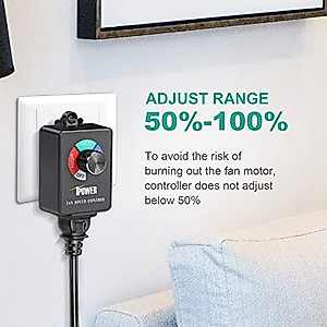 iPower Variable Fan Speed Controller Adjuster Cordless for Duct Inline Exhaust Vent Blower, HVAC, 350W, 1 Pack