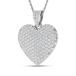 Jenelia Jewelers 1.25 to 3.00 CT. T.W. Cluster Diamond Heart Pendant Necklace for Women 925 Sterling Silver Gold Plated Cubic Zirconia Cz Jewelry (18" Free Silver Chain) (1.25 CT (Cluster Heart_3))