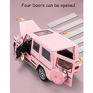 iLooboo Alloy Collectible Pink Benz G65 AMG Toy Vehicle Pull Back Die-Cast Car Model with Lights and Sound