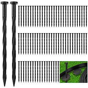 ELECLAND 80 Pieces 8 Inch Garden Landscape Edging Stakes, Landscape Edging Anchoring Spikes, Spiral Nylon Landscape Anchoring Spikes for Paver Edging, Weed Barriers, Turf, Tent, Anchoring Spikes