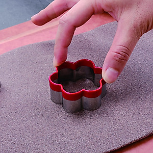 Flower Cookie Cutters Set 6-Pcs, Metal Flower Shapes Biscuit Cutter Made of Food Grade Stainless Steel, Protective Red TOP with Soft PVC, Safe & Healthy for Kids