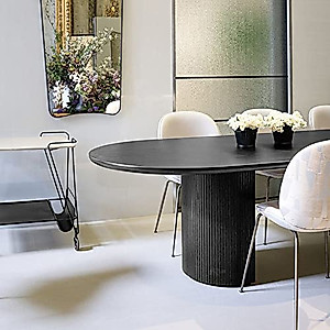 LAKIQ Black Dining Table Modern Solid Wood Dining Room Table Contemporary Oval Double Pedestal Kitchen Table Conference Room Table Kitchen Island Table-Table Only(78.7" L x 35.4" W x 29.5" H)