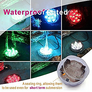 Durawell Color Changing Submersible LED Lights, 13 Colors 4 Modes Battery Powered Underwater LED Lights for Pools Ponds (4 Packs)
