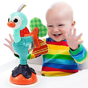 BABYFUNY 2 in 1 Baby Rattles Toys High Chair Toys with Suction Cups - Suction Toys for Baby Table Tray Bath Travel Toys, Shake Grab Spin Turn Baby Toys 6 to 12 Months as Baby Birthday Gift