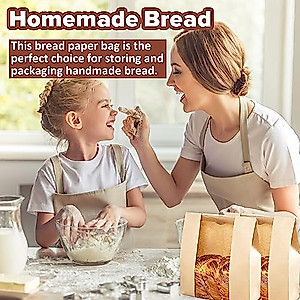 25Pcs Kraft Paper Bread Bags, Brown Bakery Bags for Homemade Bread & Food Packing Storage with Clear Window, Sourdough Loaf Bread Bags with Label Seal Stickers