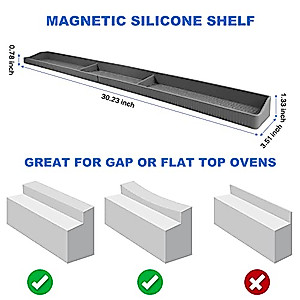 Lemasa Kitchen Shelf for Stove 30" Length,Silicone Material Magnetic Shelf Over the Stove for Kitchen Stove with Easy Installation,Enhanced Magnetic Stove Top Shelf Kitchen Spice Rack Organizer