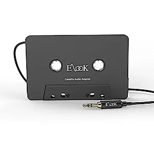 Elook Car Cassette Aux Adapter, 3.5mm Universal Audio Cable Tape Adapter for Car, Phone, MP3 ect. Black