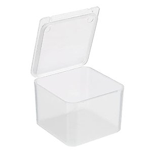 PATIKIL Clear Storage Container with Hinged Lid 40x28mm, 24 Pack Plastic Square Box for Beads Art Craft