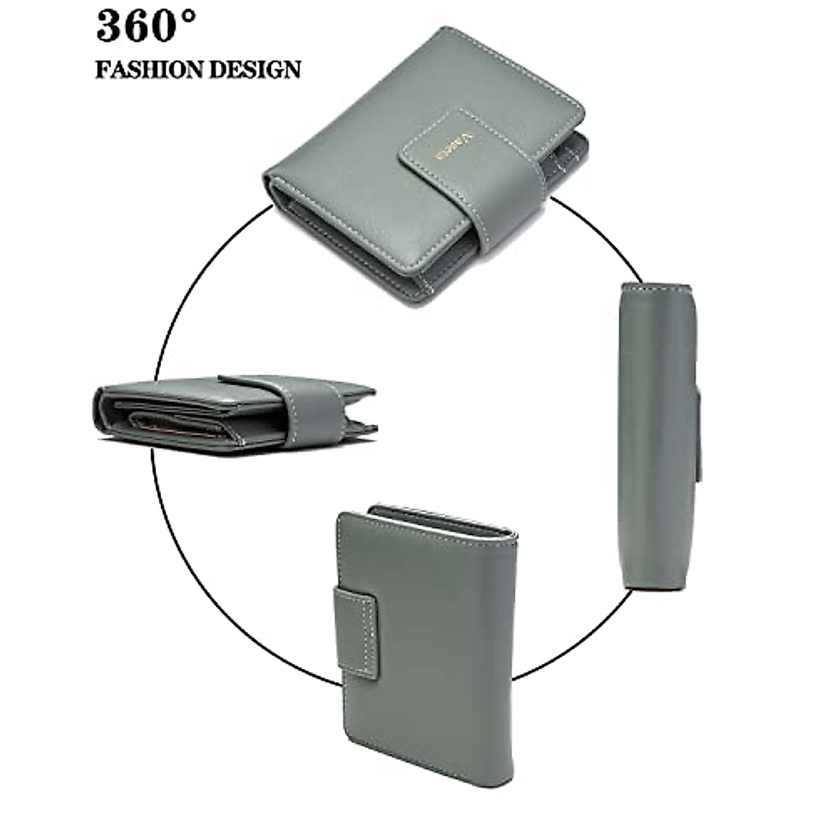 VASETA Small Womens Wallet Pocket Card Case Purse PU Leather Bifold Compact RFID Blocking with ID Window