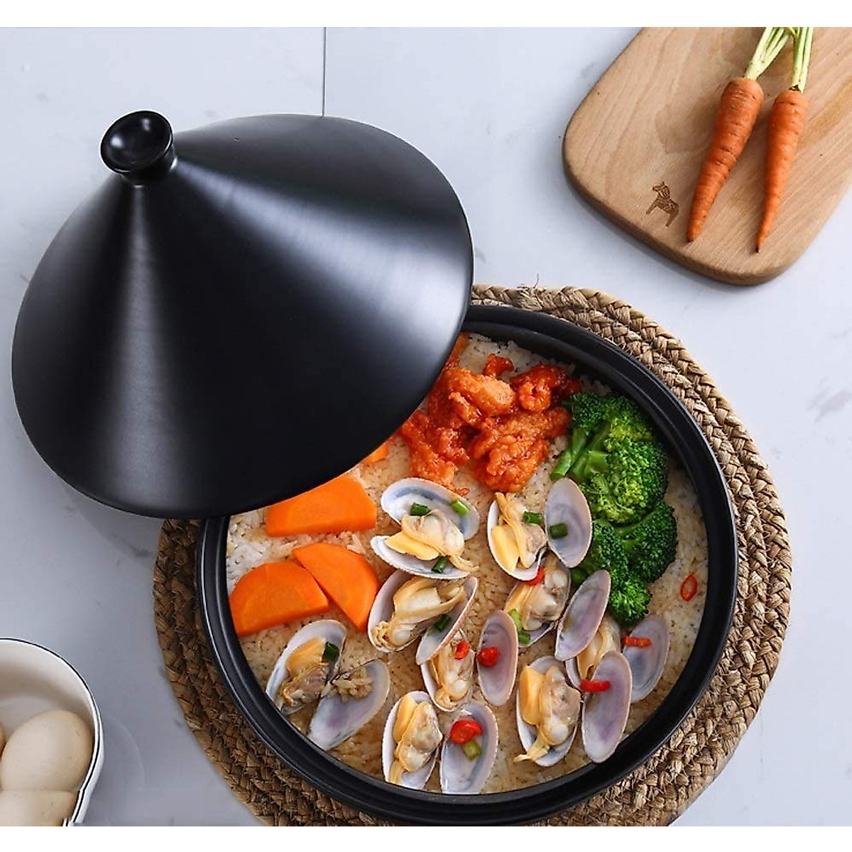 Ceramic Tagine Pot Red Ceramic Tagine Pot|30 cm Braiser Pan with Ceramic Lid|Slow Cooker Without Lead Cooking Healthy Food (Color : Red, Size : 125×145cm(49x57inch))