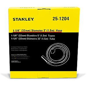 Stanley 25-1204 Wet Dry Vacuum Hose 1-1/4 inch, 5 Feet, Fit for 2.5-5 Gallon Shop Vacuums, Compatible with Stanley SL18130P, SL18129