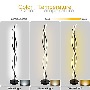 Vlaikez 61" Height 60W LED 3 Light Color Remote Dimming Floor lamp, Bright Floor Lamp for Living Rooms & Bedrooms & Office, 61" Tall Pole Lamp, Modern Dimmable Standing Lamp