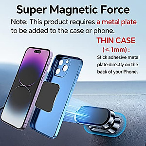 【2-PACK】Magnetic phone holder for car, [ Super Strong Magnet ] [ with 4 Metal Plate ] iPhone Magnetic car mount for cell phone, [ 360° Rotation ] Universal Dashboard adhesive Car Magnetic Phone Mount