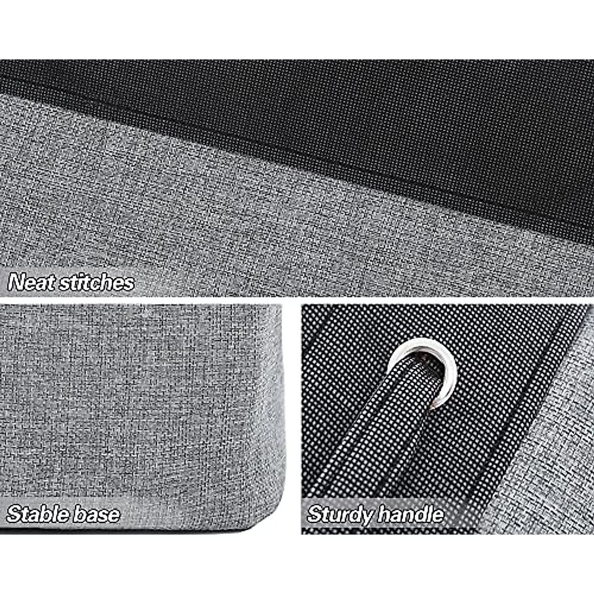 MAQIAO 3 Pack Collapsible Storage Bin Foldable Canvas Fabric Storage Basket Cube Box, Sturdy Organizer with Handles for Home, Office, Nursery, Closet Shelves (Black and Grey)