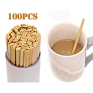 Mini Skater 5.4 Inch Bamboo Coffee Stirrers Eco Friendly Biodegradable Stir Sticks for Tea Hot Cold Beverages (100)