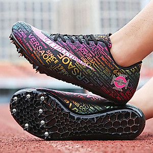 KAINASHI Women's Track and Field Shoes Breathable Athletics Sprint Spikes Light Training Sneakers Lace Up Professional Running Nail Spikes Shoes