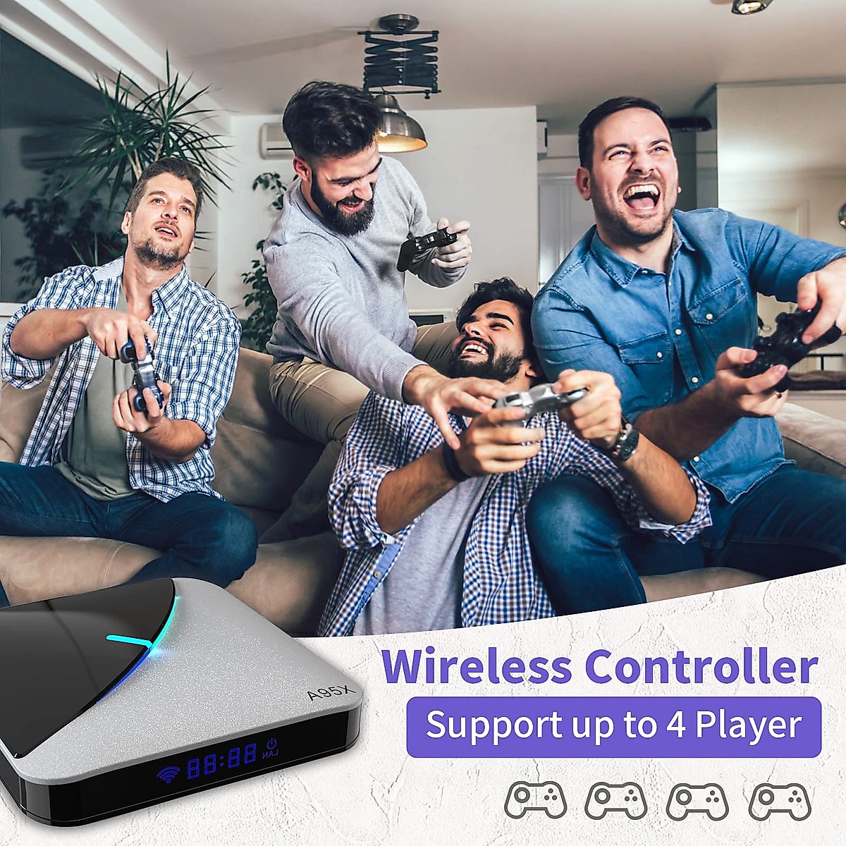 JMachen Retro Game Console Built in 45000+ Games, Plug and Play Video HDMI, Android 9.0 + EmuELEC 4.5 System, Emulator Compatible with 70+ Emulators, S905X3 Chip, 4K Output (JM6)