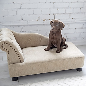 Petmate La-Z-Boy Lakewood Chaise Lounger Dog Bed, Beige, 34" x 18"
