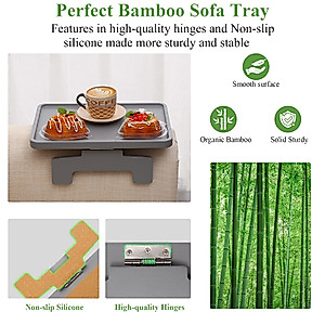 SINWANT Sofa Arm Clip Table,Sofa Arm Tray Table for Couch,Arm Rest Table Suitable for Home Drinks/Eat/Fruit,Sofa Tray Table for Couch Tray,Coffee Table & Side Tables for Small Spaces, Grey