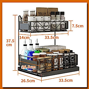 Under Sink Organizer - 2 Tier Bathroom Countertop Organizer Under Cabinet Storage for Kitchen, Under Sink Sliding Shelf Organizer Rack, Multi-Use Under Kitchen Sink Organizers 33.5*26.5*37.5cm,White