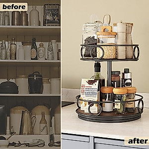 COVAODQ Wooden Lazy Susan Turntable for Cabinet Pantry Kitchen, 360 Degree Rotating Spice Rack Organizer