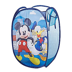 Idea Nuova Disney Mickey Mouse Pop Up Laundry Storage Hamper with Durable Carry Handles, 21" H x 13.5" W X 13.5" L, Blue