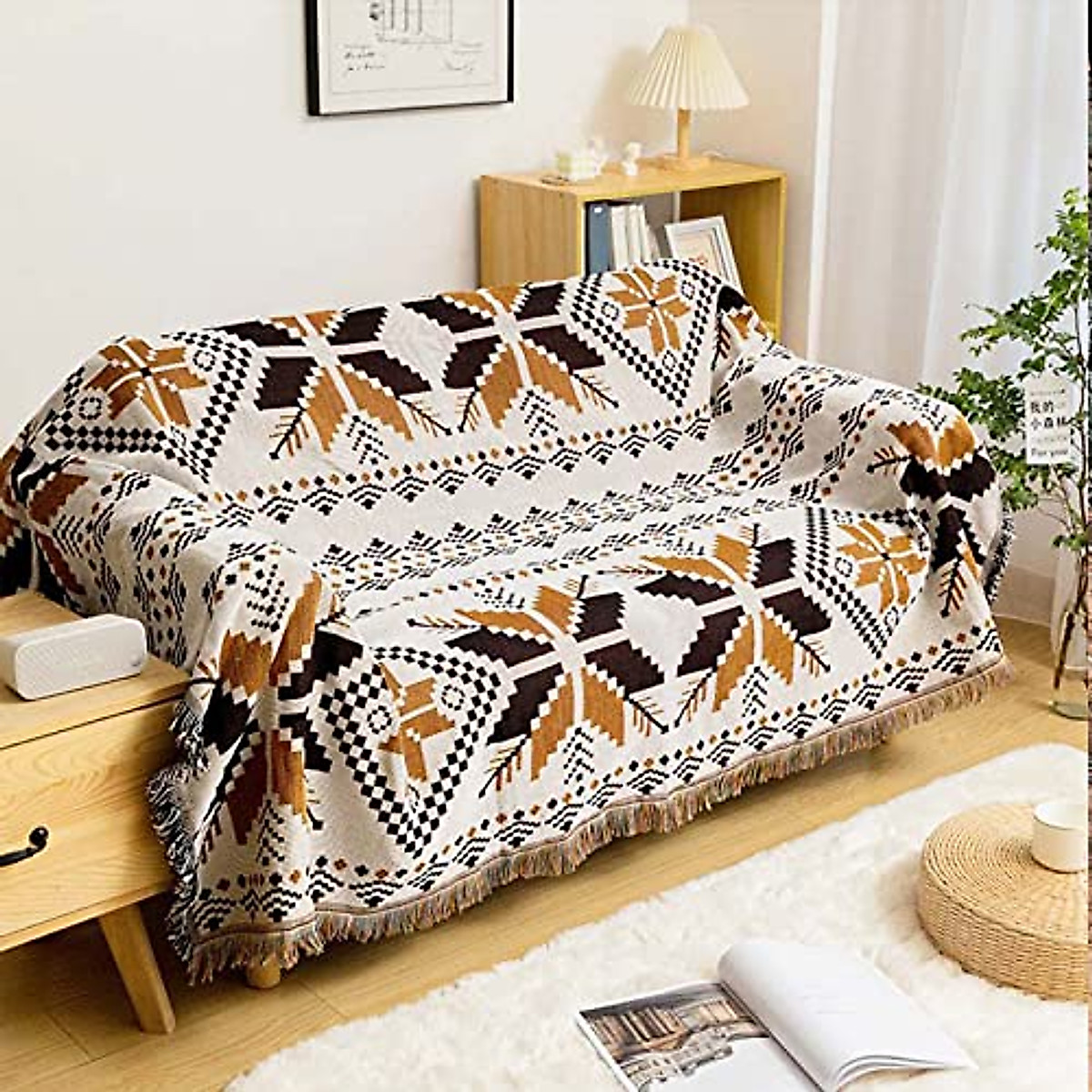 BaiCarre Throw Blanket,Boho Blanket Throw,Lightweight Cozy Soft Southwest Thermal Blanket Cover for Bed,Sofa,Couch Decorative,Travel, All Season,Camping on Grass Picnic Blankets (70.8 * 51.1 Inches)