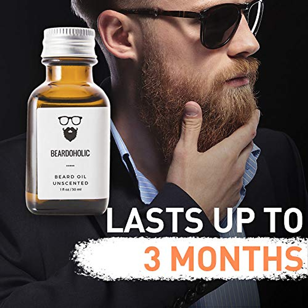 Beardoholic Beard Oil – 7 All-Natural Ingredients – Faster and Thicker Beard Growth – Eliminates Itch and Dandruff Instantly – Unscented Beard Growth Oil - 30 ml Leave-in Conditioner and Softener