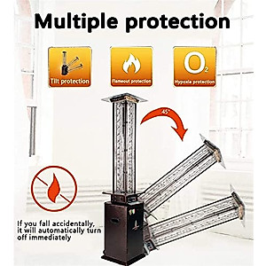 YAOJIA Outdoor heaters for Patio Square Gas Heater W/Wheels, 13KW Outdoor Propane Liquefied Gas Heaters, Household Commercial Quartz Tube Heater, Garden Heat Lamp Stove