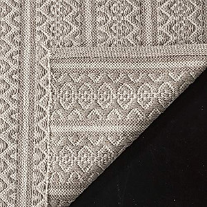 SAFAVIEH Montauk Collection Accent Rug - 3' x 5', Ivory & Grey, Handmade Flat Weave Boho Farmhouse Cotton, Ideal for High Traffic Areas in Entryway, Living Room, Bedroom (MTK341A)