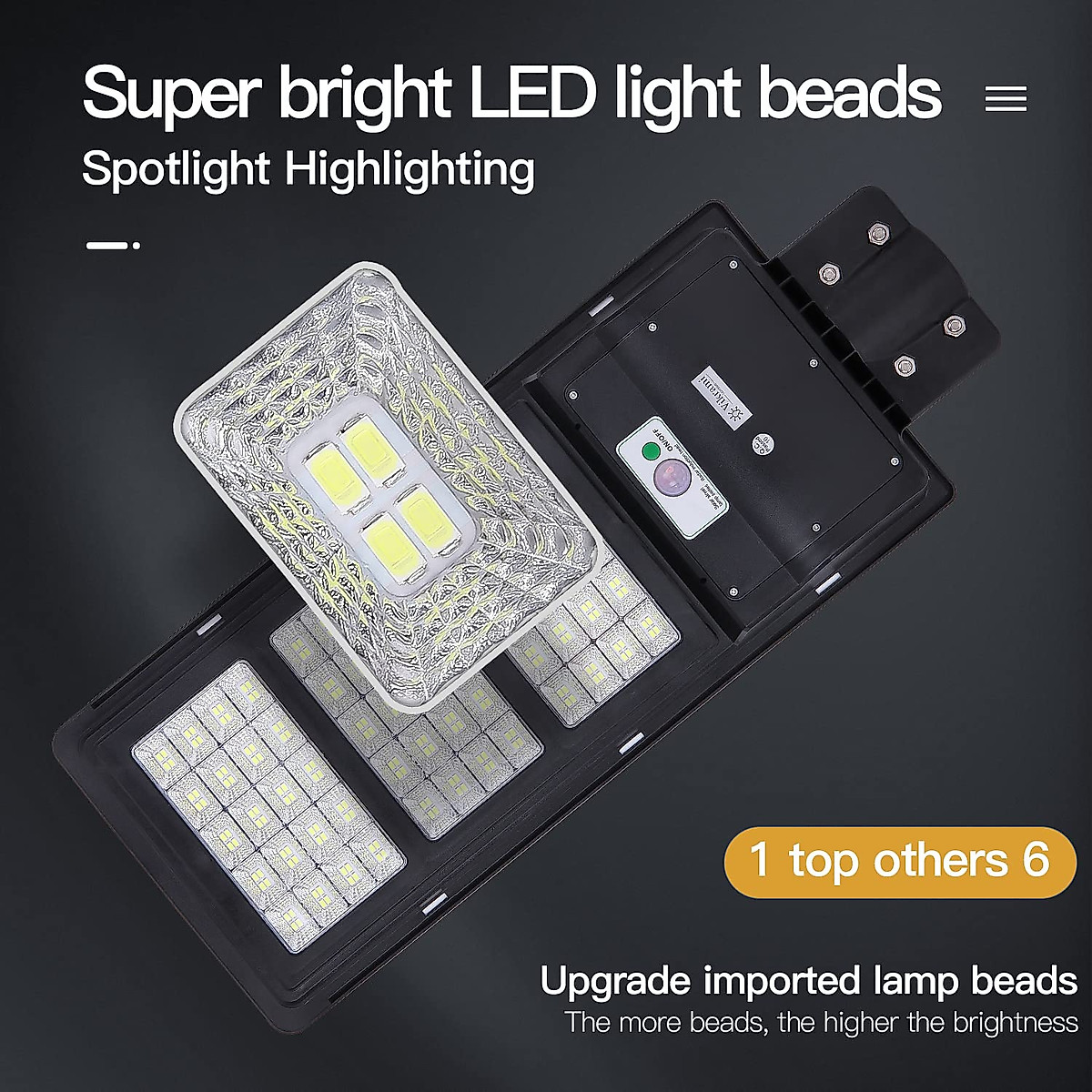 Vikrami 600W Solar Street Lights Outdoor Waterproof 60000LM, Dusk to Dawn, with Motion Sensor and Remote Control, Suitable for courtyards, Gardens, Streets, Garage, etc. Wall or Pole Mount