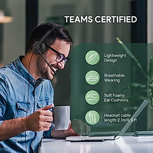 Yealink UH34 USB Headset with Mic,Stereo Wired Headphones with Noise Cancelling Microphone,Teams Certified,Professional Work Headphones for VoIP Phone PC Computer Call Center Office