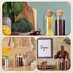 3 Pcs Cork Glass Jar Glass Bottle Sealed Jar Nut Storage Jar Coffee Bean Jar Glass Container with Ball Cork Round Glass Bottles with Cork Glass Canisters with Airtight Seal Wooden Lid (1000 ML/ 34 Oz)