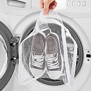 Honeycomb Shoe Dryer Bag with Zipper, White Dryer Door Shoe Net Laundry Bags Mesh Wash Bags Shoe Bag for Washing Machine Sneaker Clothing 13.8 x 15.8 Inch(3 Pieces)