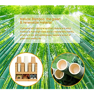 TQVAI Bamboo Coffee Station Organizer, 6 Compartments Condiment Rack Breakroom Accessories Caddy for K Pods, Snack, Tea Bags, Disposable Cups, Original