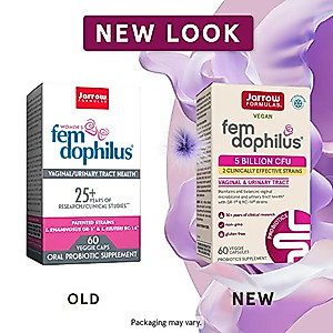 Jarrow Formulas Fem-Dophilus - 5 Billion Organisms Per Serving - 60 Veggie Capsules - Women’s Probiotic - Urinary Tract Health - Up to 60 Servings (Pack of 12)